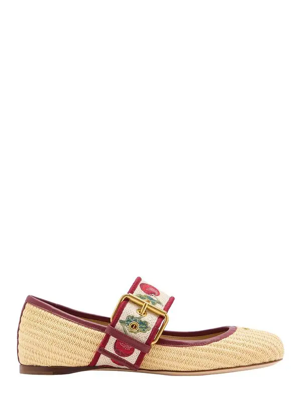 Valentino Garavani Raffia Cherry Ballet Flats - Red