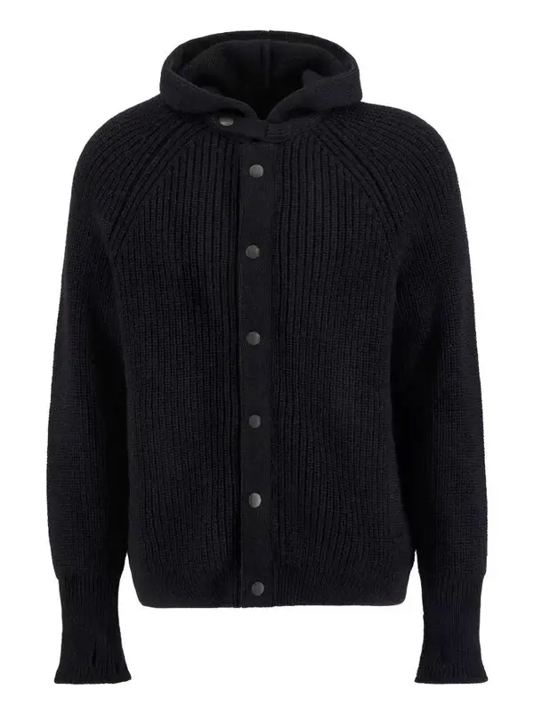 Barbour Hooded Buttoned Cardigan - Black
