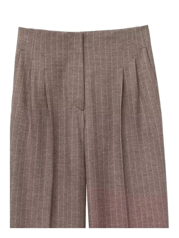 Iris Von Arnim Pinstripe Pleated Trousers - Brown