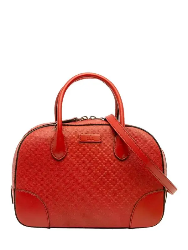 Gucci Diamante Bright Leather Satchel - Red