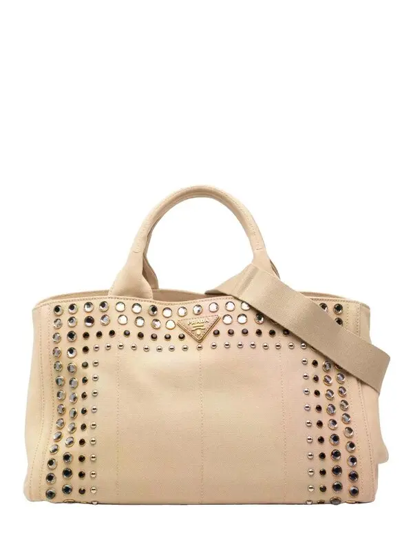 Prada 2010-2025 Canvas Canapa Bijoux Satchel - Brown