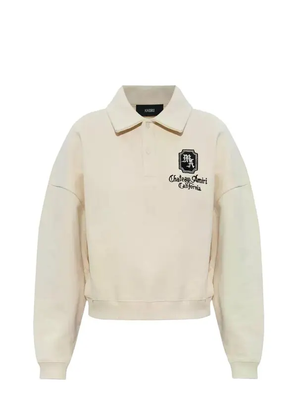Amiri Ma Chateau Embroidered Polo Top - Neutrals