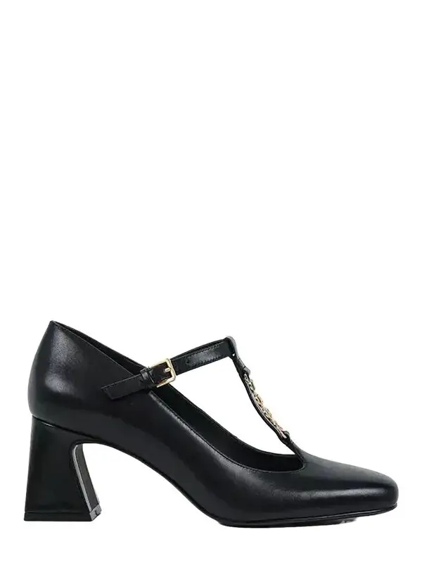 Karl Lagerfeld Beata Leather Block Heel Pumps - Black