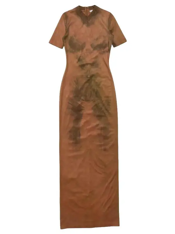 Acne Studios Faux Suede Trompe-l’œil Print Maxi Dress - Brown
