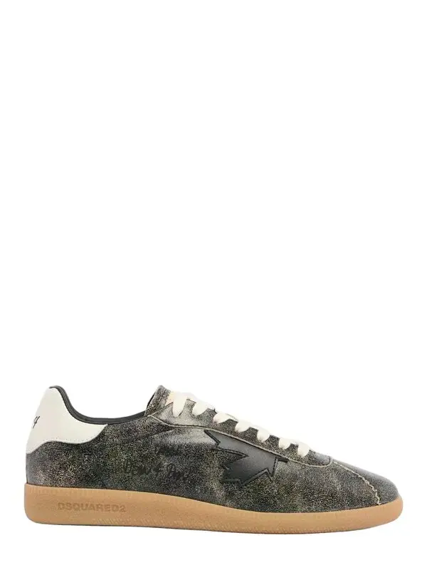Dsquared2 Cracked Leather Rebels Sneakers - Grey