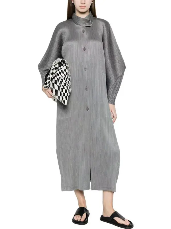 Issey Miyake Skyline Buttoned Pleated Coat - Grey