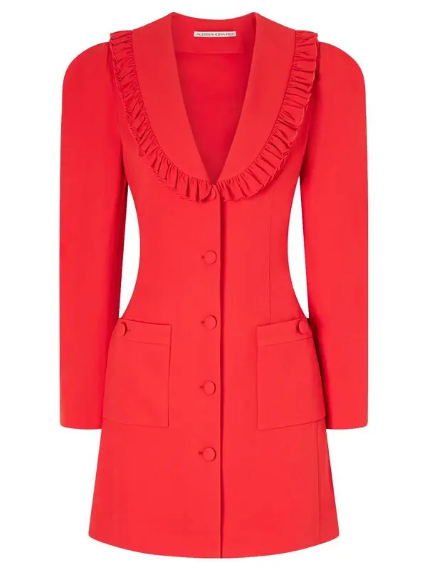 Alessandra Rich Ruffled Collar Mini Dress - Red