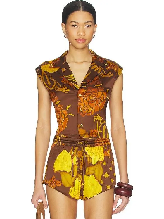 DONDE ESTEBAN Veranera Cropped Shirt In . Also - Brown