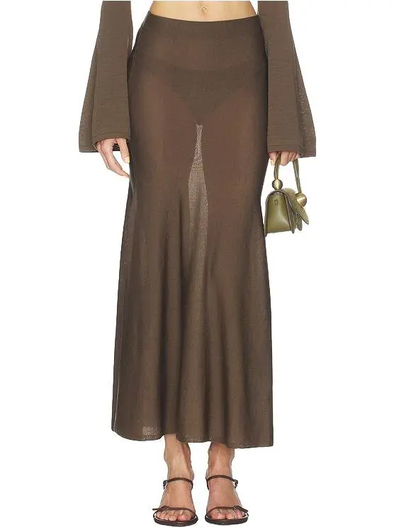 LOVERS AND FRIENDS Paisleigh Knit Midi Skirt - Brown