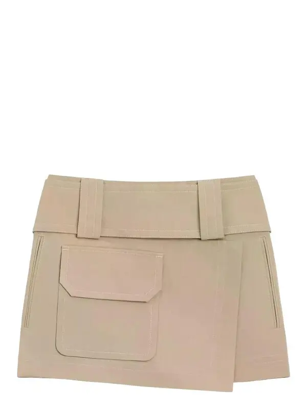 AMI Paris Cotton Gabardine Wrap Mini Skirt - Neutrals