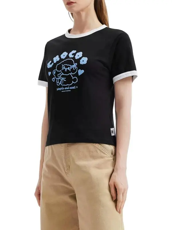 CHOCOOLATE Graphic Detail Cotton T-shirt - Black