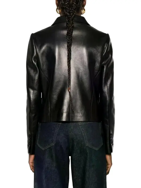 TOM FORD Double-breasted Leather Jacket - Black
