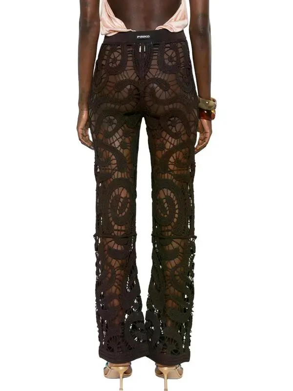 Pinko Crochet Straight-leg Trousers - Brown