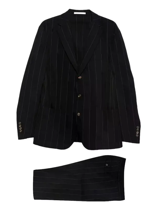 Eleventy Pinstripe-pattern Single-breasted Suit - Black