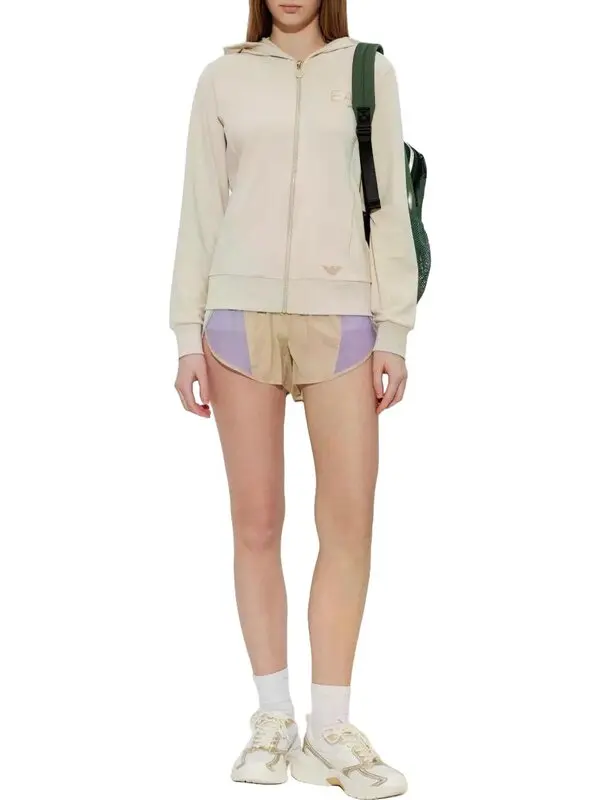 EA7 Zip-up Hoodie With Logo Detail - Neutrals