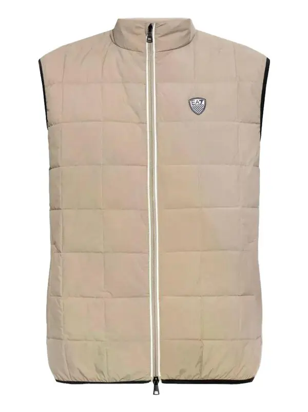 EA7 Quilted Logo-patch Gilet - Neutrals