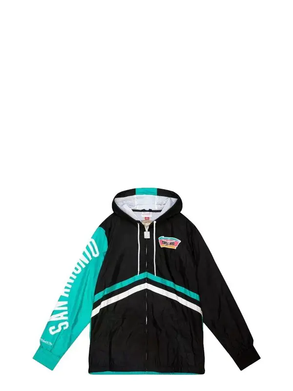 Mitchell & Ness Nba San Antonio Spurs Full-zip Windbreaker - Black
