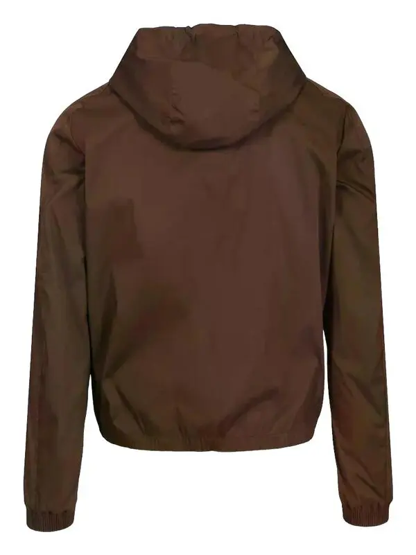 MOORER Hooded Zip-up Jacket - Brown
