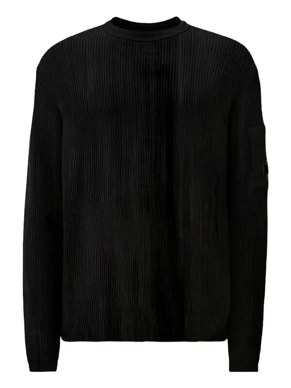 C.P. COMPANY Logo Patch Crew Neck Sweater - Black