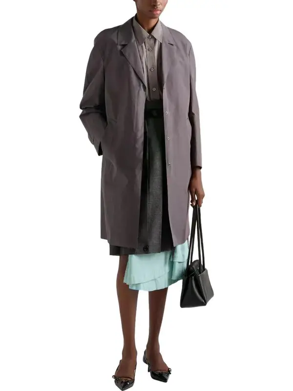 Prada Single-breasted Double Poplin Coat - Grey