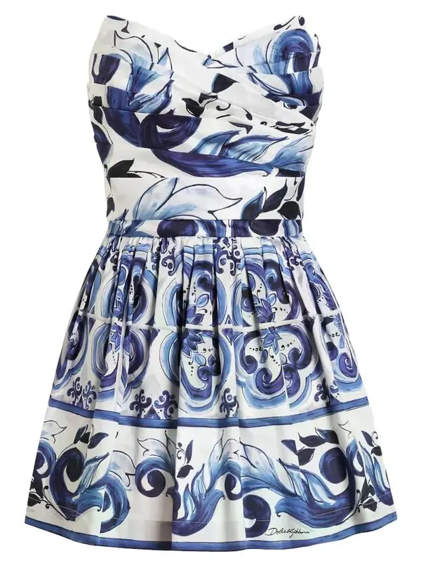 Dolce & Gabbana Square Neck Sleeveless Midi Dress - Blue