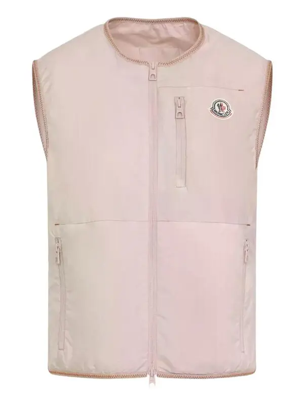 Moncler Zip Logo Patch Gilet - Pink
