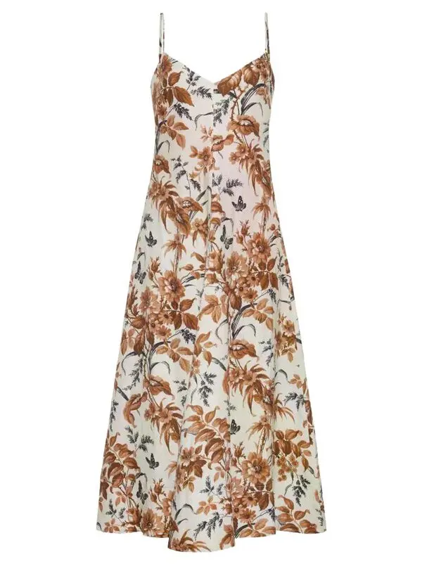 Cara Cara Mae V-neck Midi Dress - Neutrals