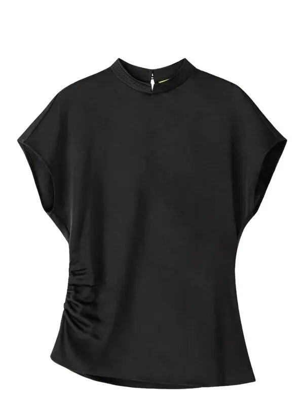 Shanghai Tang Gathered Detail Blouse - Black