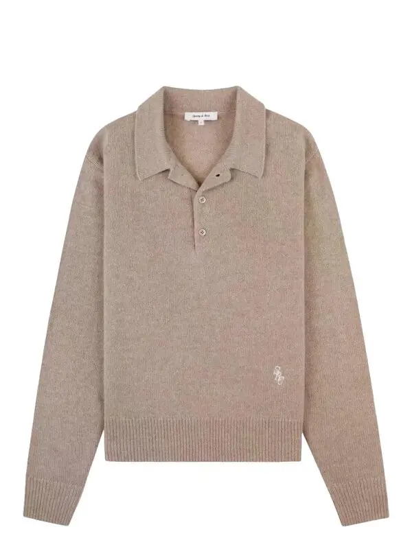 SPORTY & RICH Embroidered-logo Polo Top - Neutrals