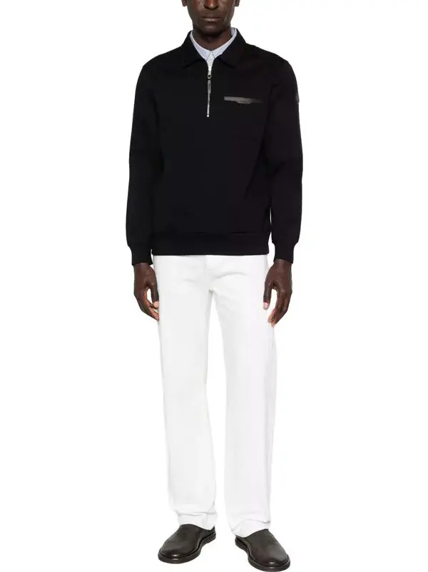 Moncler Zip-up Polo Shirt With Chest Pocket - Blue