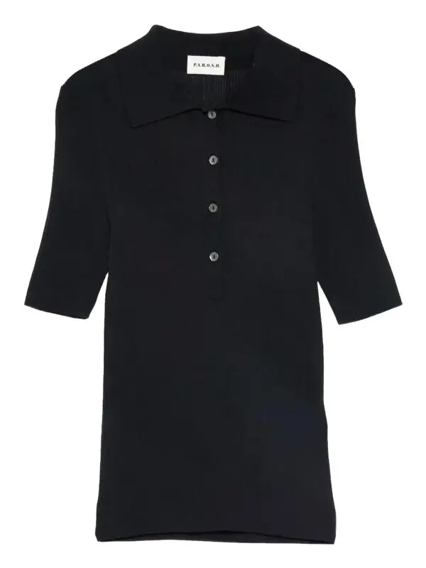 P.a.r.o.s.h Ribbed Knit Polo Top - Blue