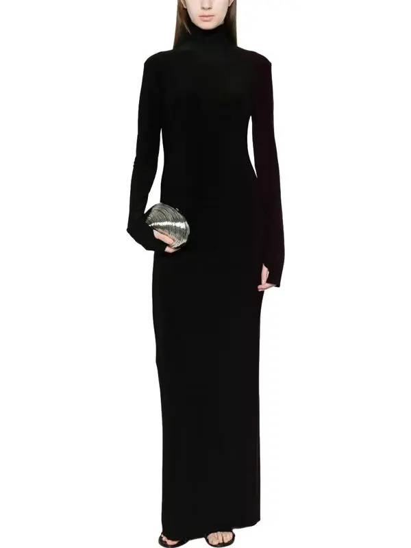 Norma Kamali Long-sleeve Maxi Dress With Slit Detail - Black