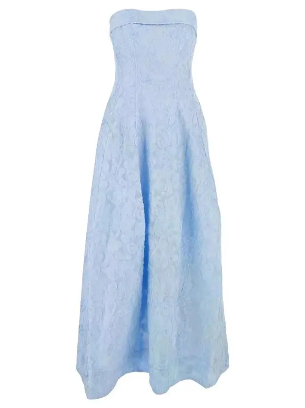 Simkhai Valeria Strapless Floral Jacquard Midi Dress - Blue