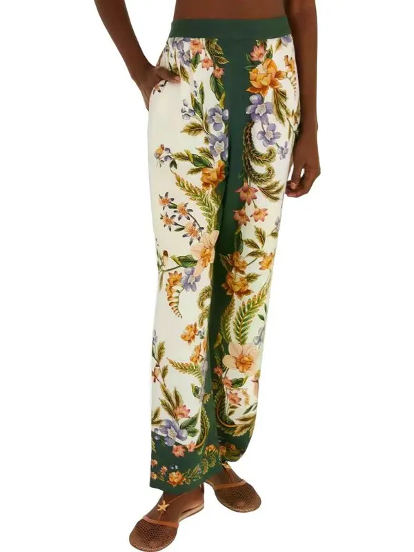 Farm Rio Floral Print Trousers - White