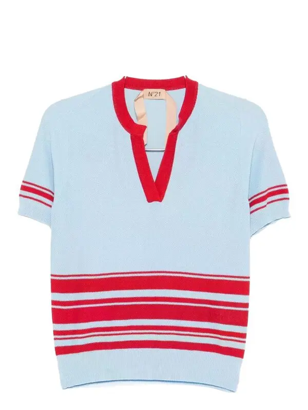 N°21 Striped V-neck Top - Blue