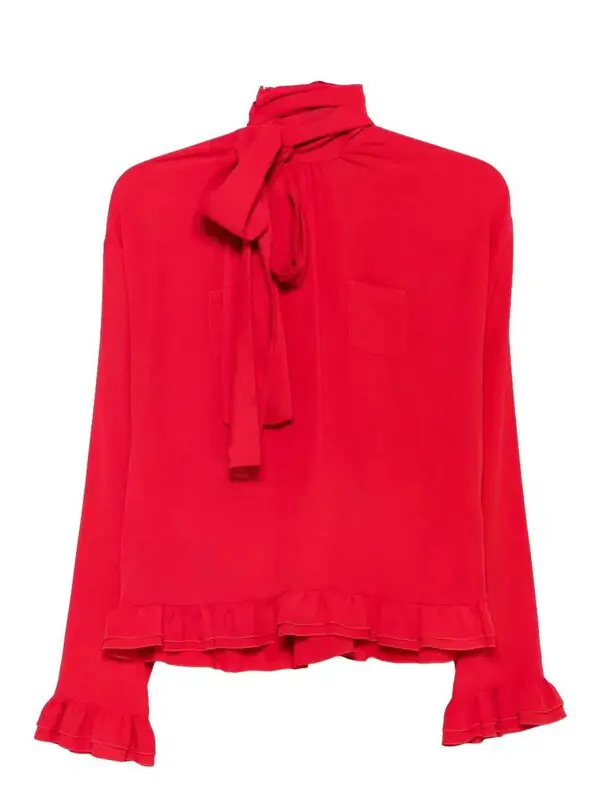 N°21 Bow Detail Ruffle Trim Shirt - Red