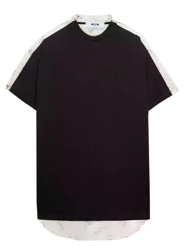 MSGM Floral Panel T-shirt Mini Dress - Black