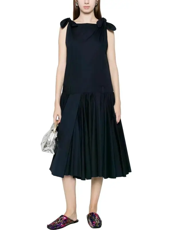 N°21 Tie Strap Gathered A-line Dress - Blue