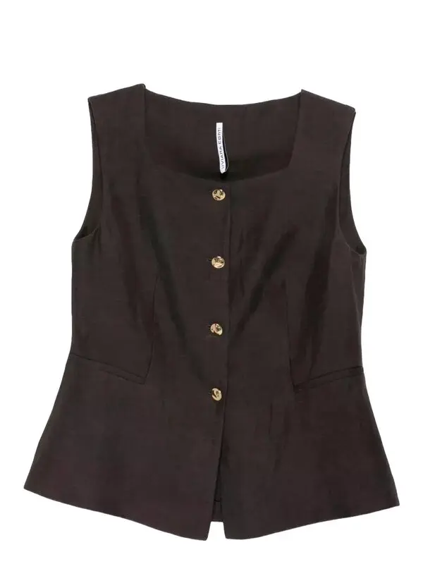 Liviana Conti Sleeveless Button-front Gilet - Brown