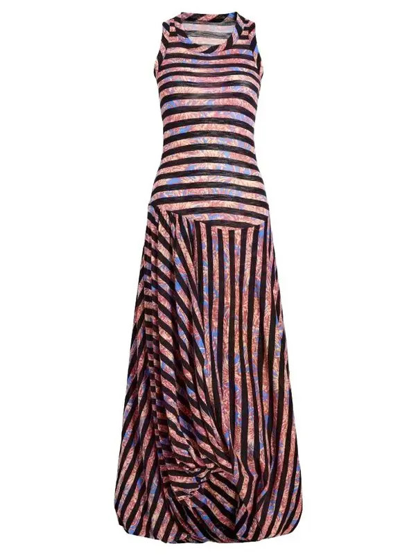 Proenza Schouler Striped Floral Print Maxi Dress - Black