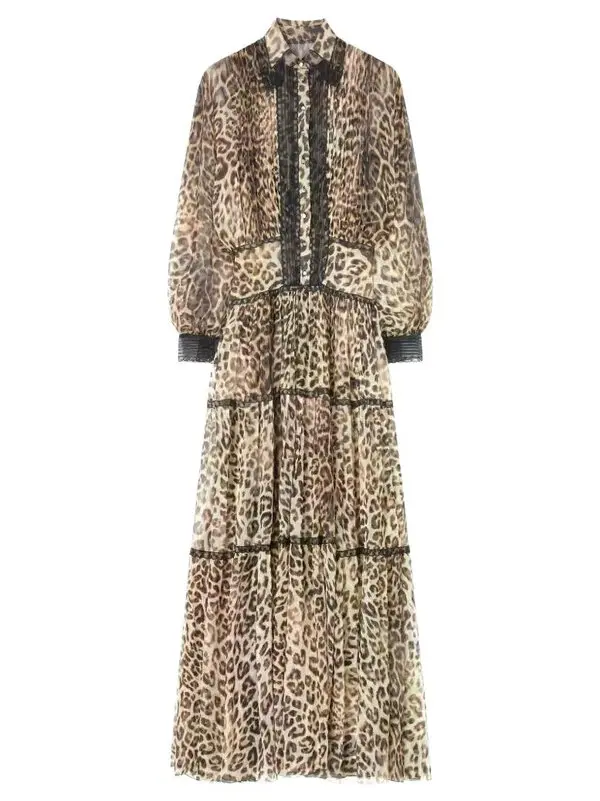 Ermanno Scervino Leopard Print Lace Dress - Neutrals
