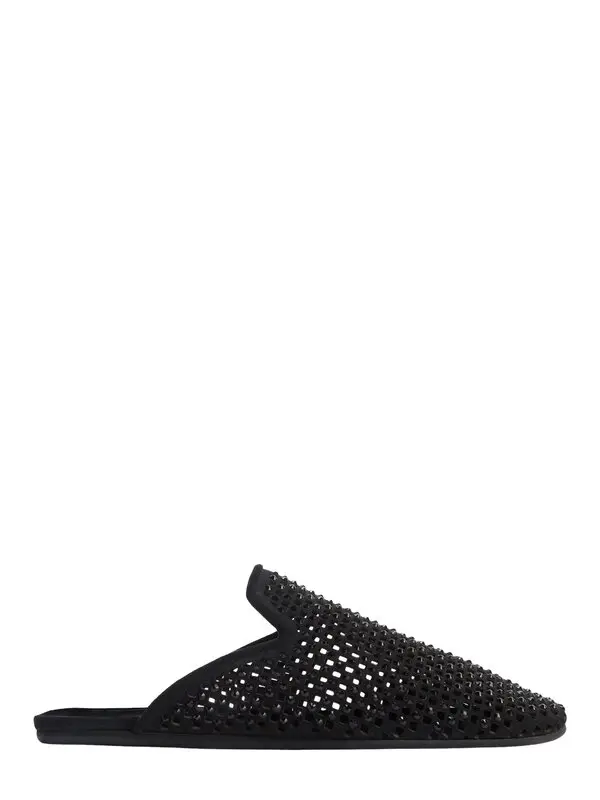 GIUSEPPE ZANOTTI Everett Suede Rhinestone Slipper - Black