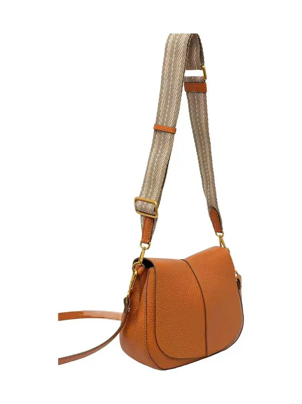 GIANNI CHIARINI Round Flap Satchel Cross Body Bag - Brown