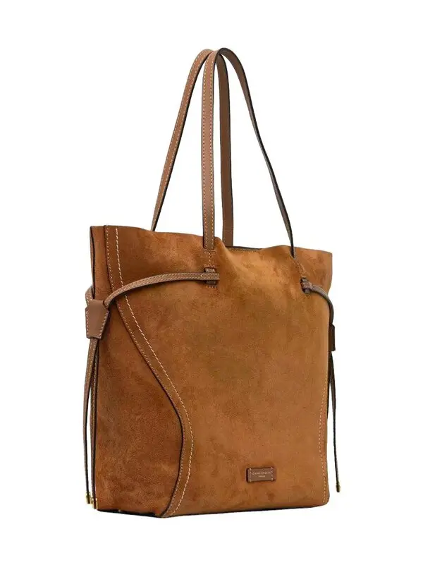 GIANNI CHIARINI Calf Suede Drawstring Tote Bag - Brown