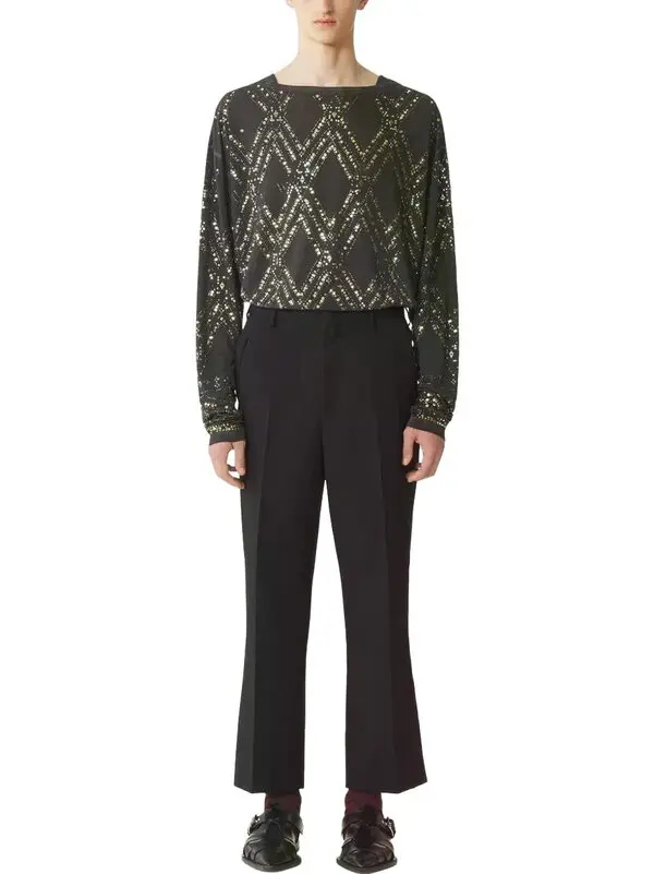 LANVIN Sequin-embellished Long-sleeved T-shirt - Grey