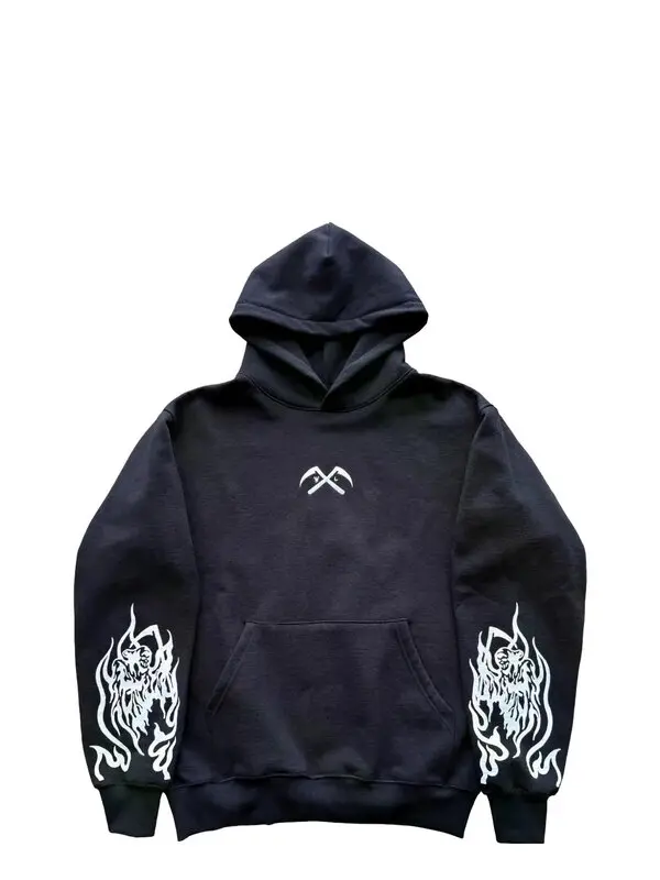WARREN LOTAS Embroidered Sleeve Print Hoodie - Black