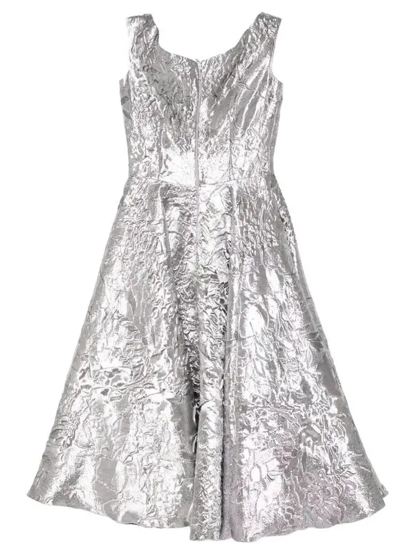 ISABEL SANCHIS Metallic Floral Print Dress - Silver