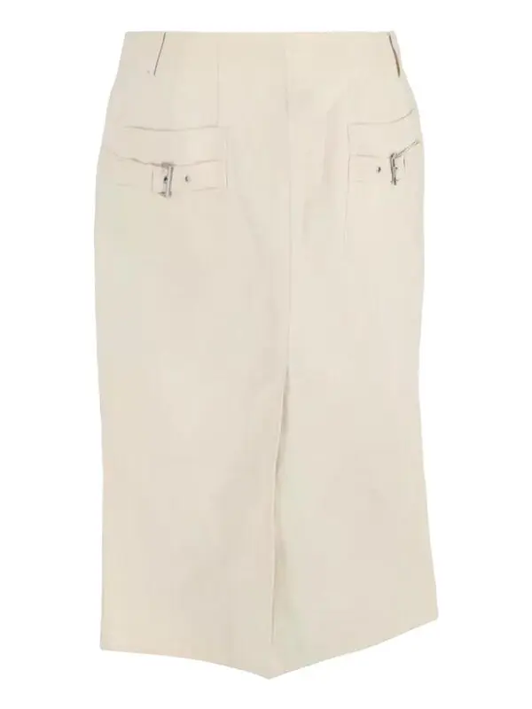 Max Mara Linen Buckle-detail Midi Skirt - Neutrals