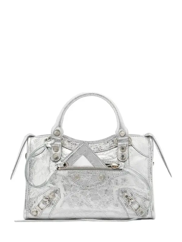 Balenciaga Le City Small Metallic Leather Tote Bag - Silver