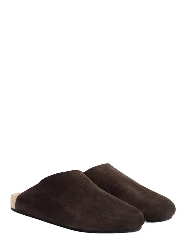 THE ROW Hudson Two Suede Mules - Brown